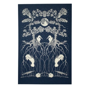 Mangrove Ecosystem Screen Printed Poster Cream on Navy - Etsy