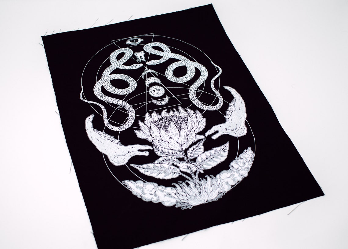 Snake and Bone Sew on Punk Back Patch in Black - Etsy