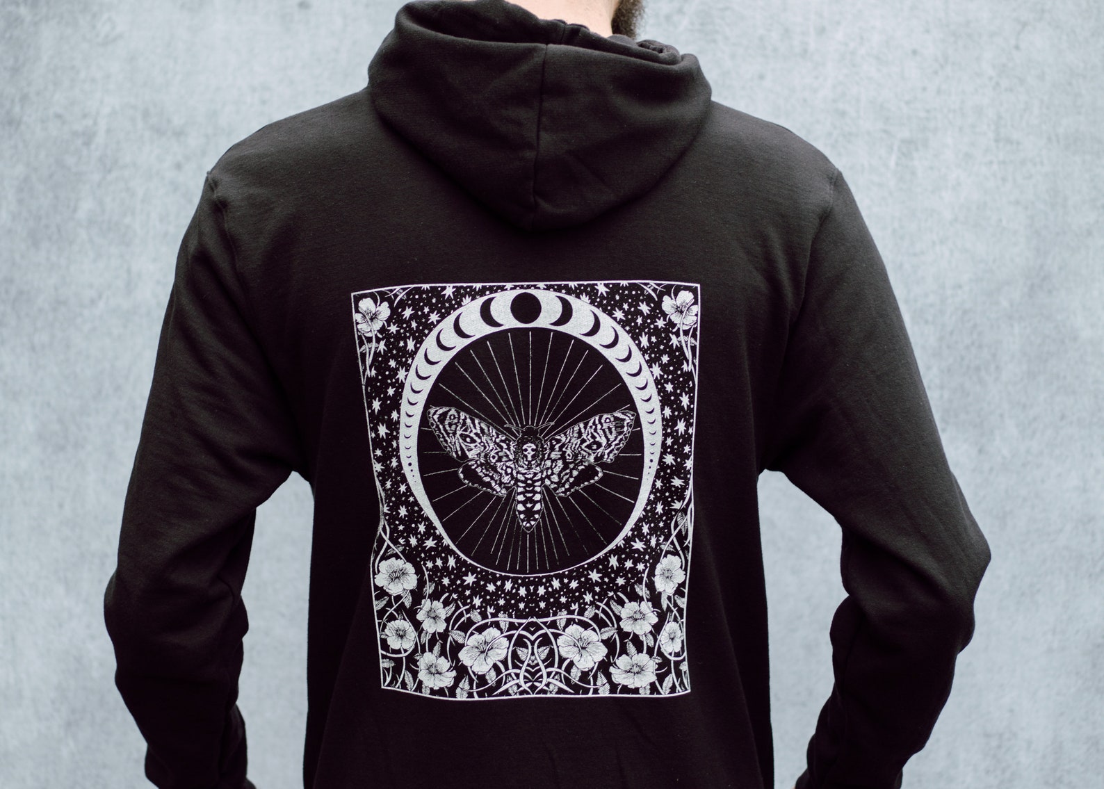 Nouveau Death's Head Moth and Moon Fleece Hoodie | Etsy