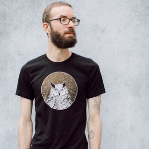 Shimmering Cosmic Owl Black Screen Printed Punk Unisex T-shirt - Etsy