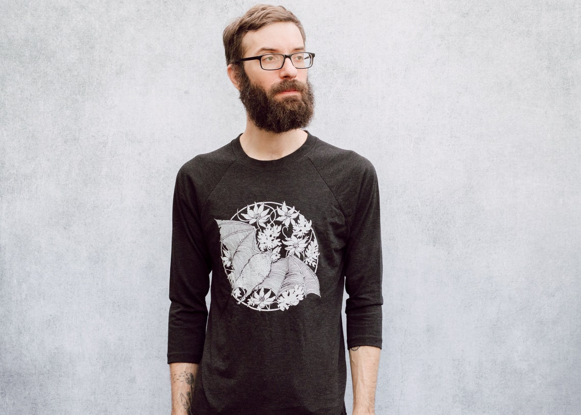 Vampire Bat Unisex Screen Print Baseball Tee | Etsy