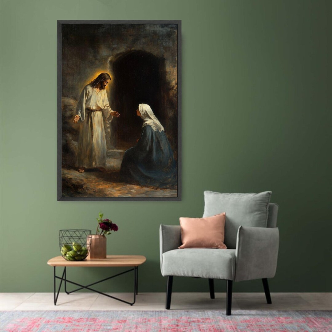 Jesus and Mary Magdalene Resurrection Canvas, Biblical Religious Wall ...