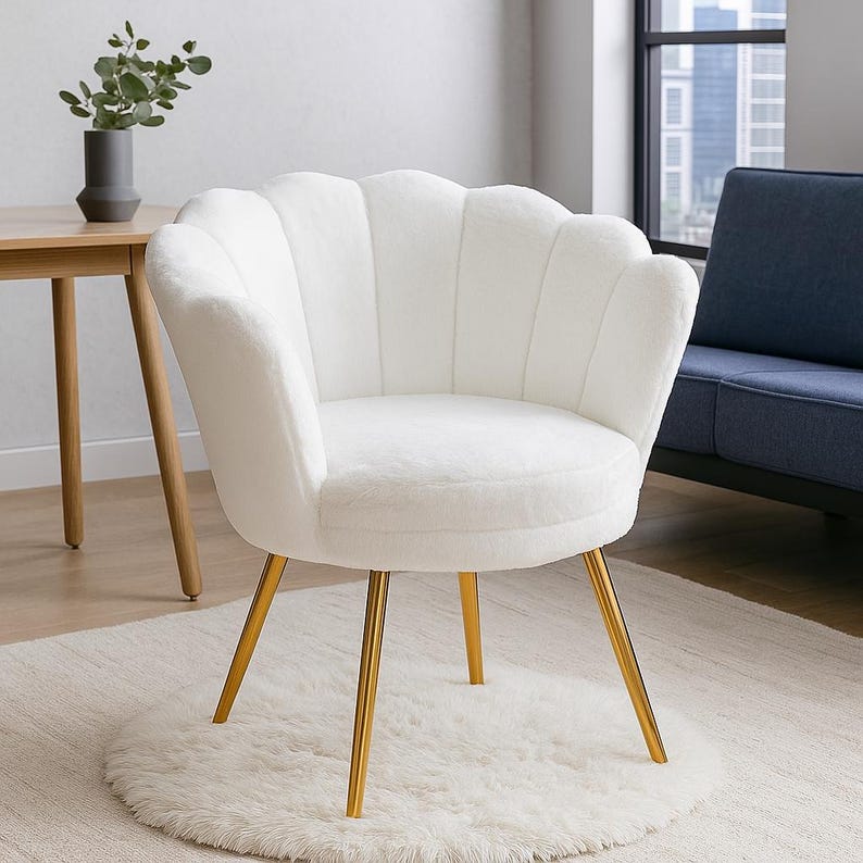 Mid-century Shell Back Velvet Accent Chair With Gold Legs - Etsy