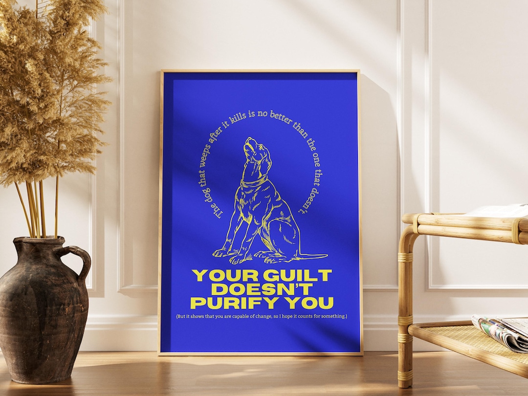 High-contrast Bold Dog Quote Print – Dark Blue & Yellow Wall Art ...