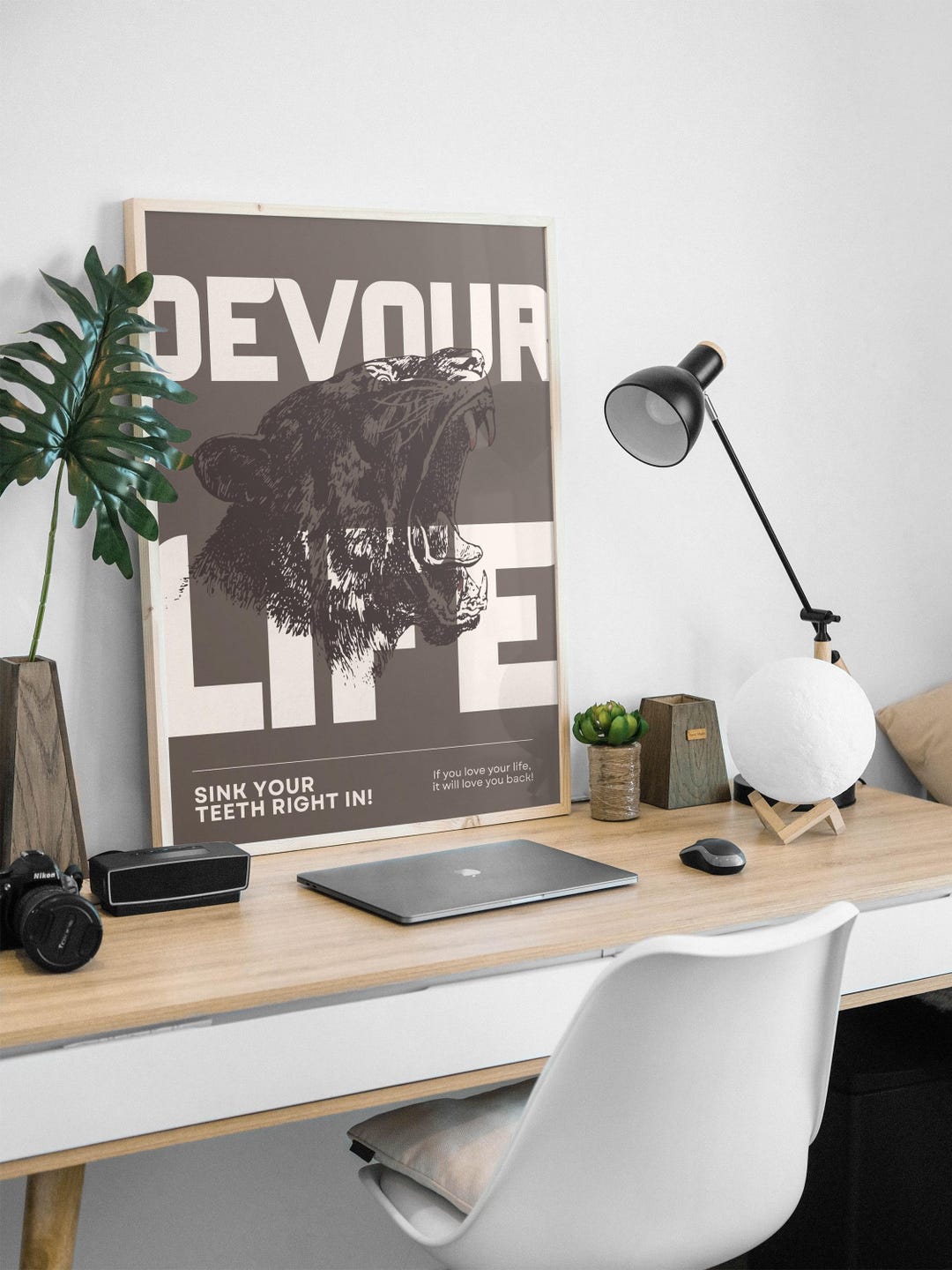 A4 Brown Bold Typography Poster "devour LIFE " | Roaring Tiger Wall Art ...