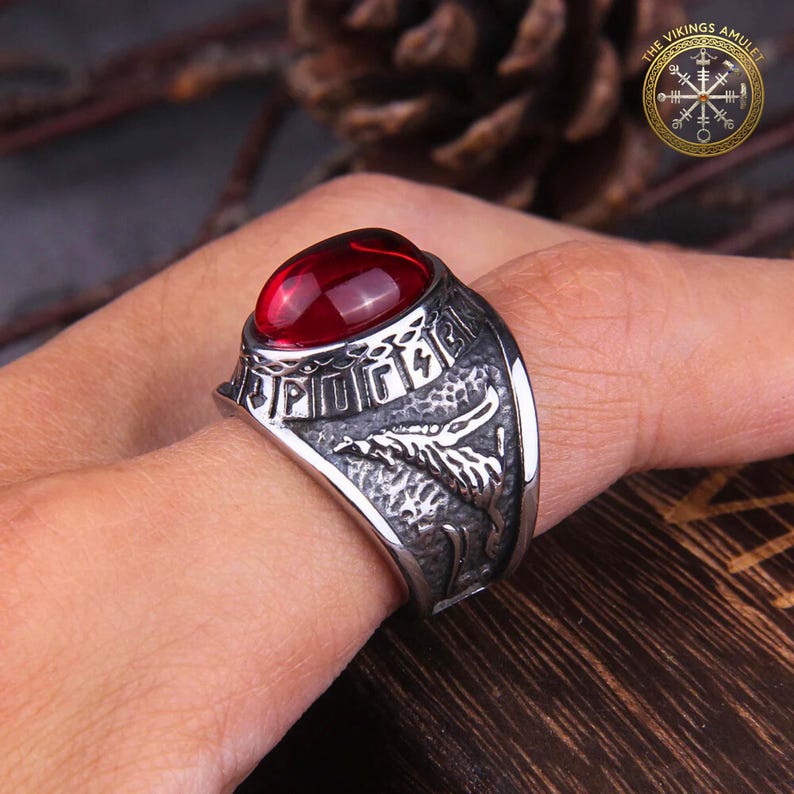 Viking's Norse Dragon Ring, Stainless Steel Norse Trendy Statement Band ...