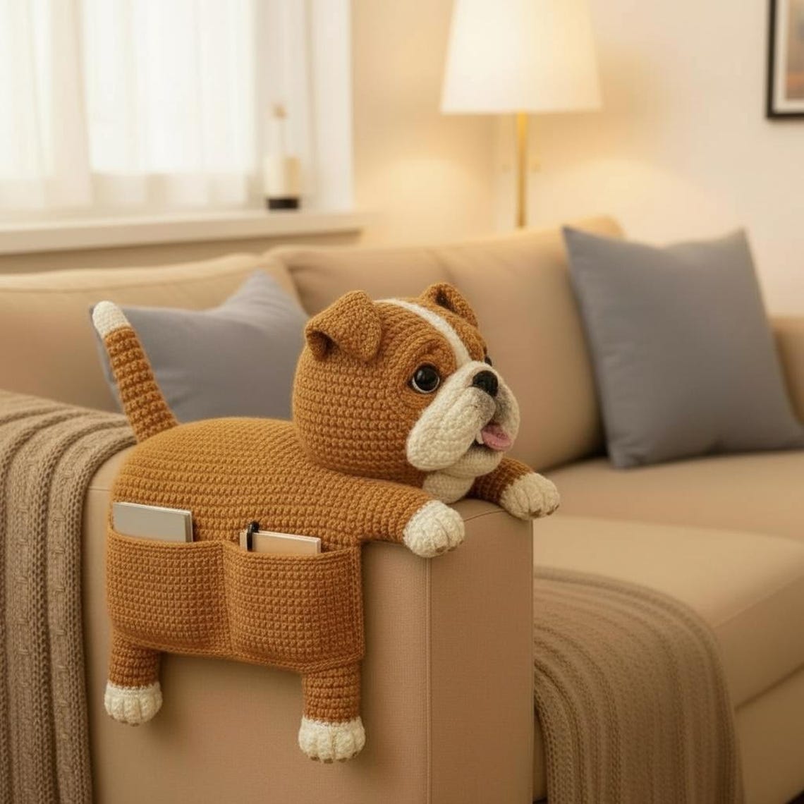 Gary the British Bulldog Sofa Couch Organizer Crochet Pattern - Etsy
