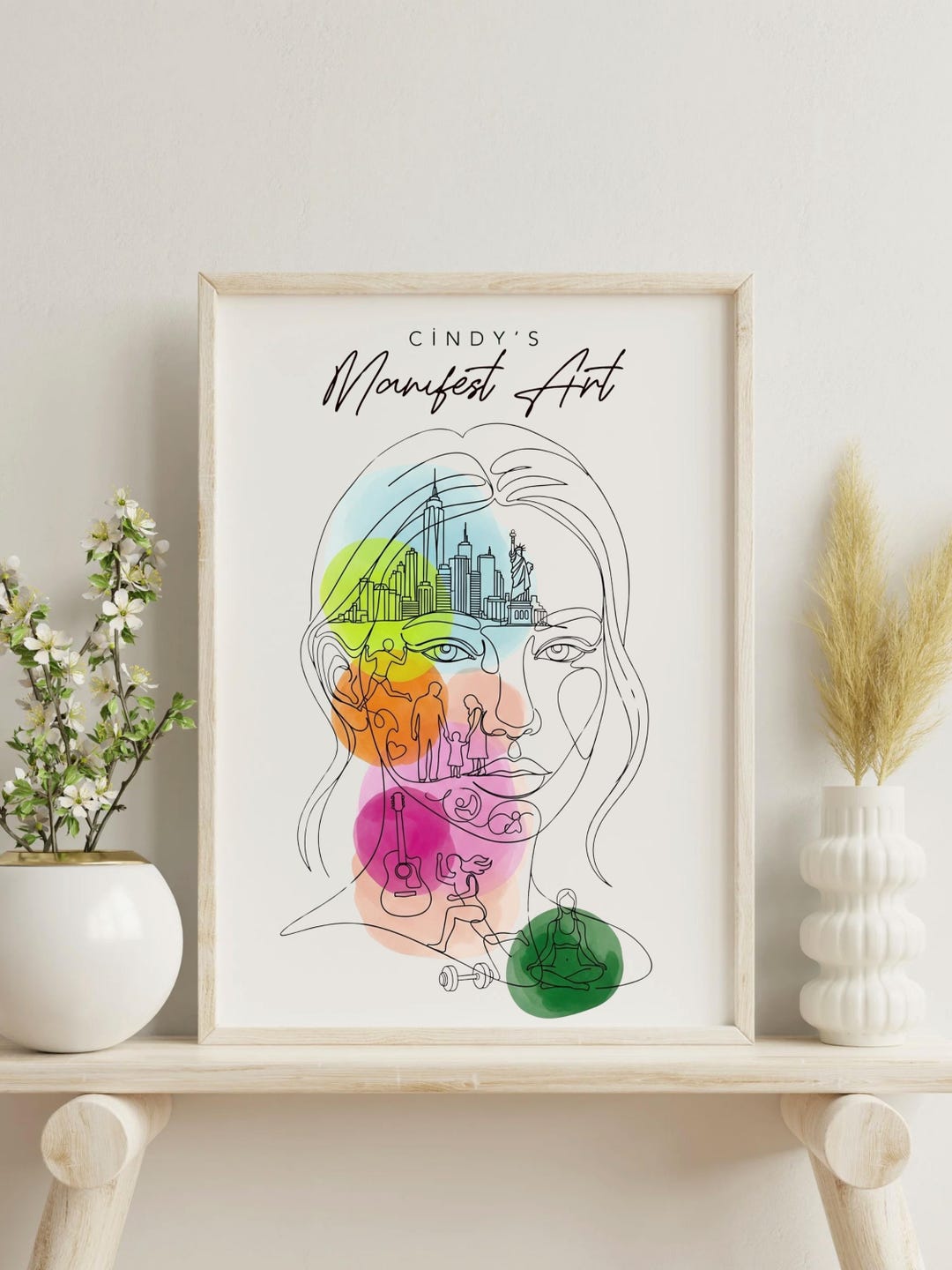 Custom Line Art Manifest Portrait • Photo + Symbol Collage ...