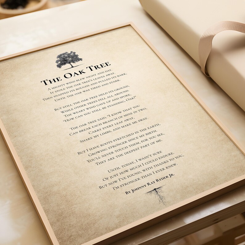 The Oak Tree Poem Print | Nordic Minimal Wall Art | Inspirational Poem ...
