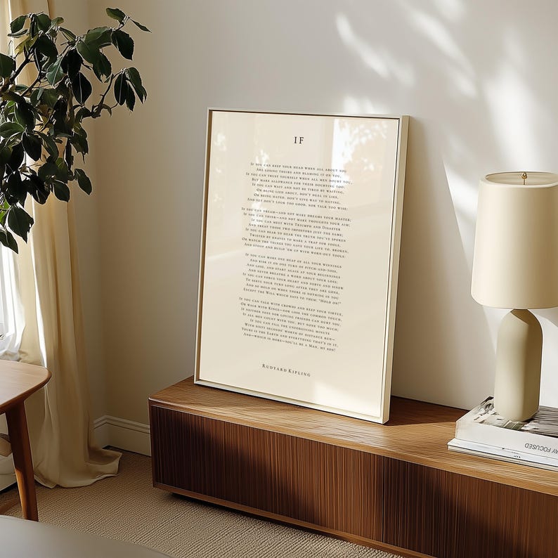 If Rudyard Kipling Poem | Inspirational Poem Print | Minimalist Wall ...