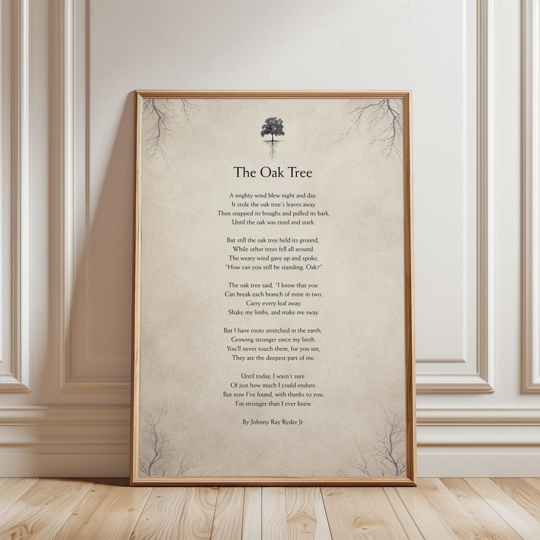 The Oak Tree Poem Print | Neutral Minimal Wall Art | Inspirational Poem ...