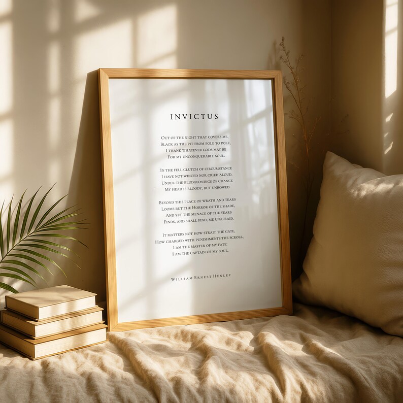 Invictus Poem Poster | William Ernest Henley Poem Wall Art | Elegant ...