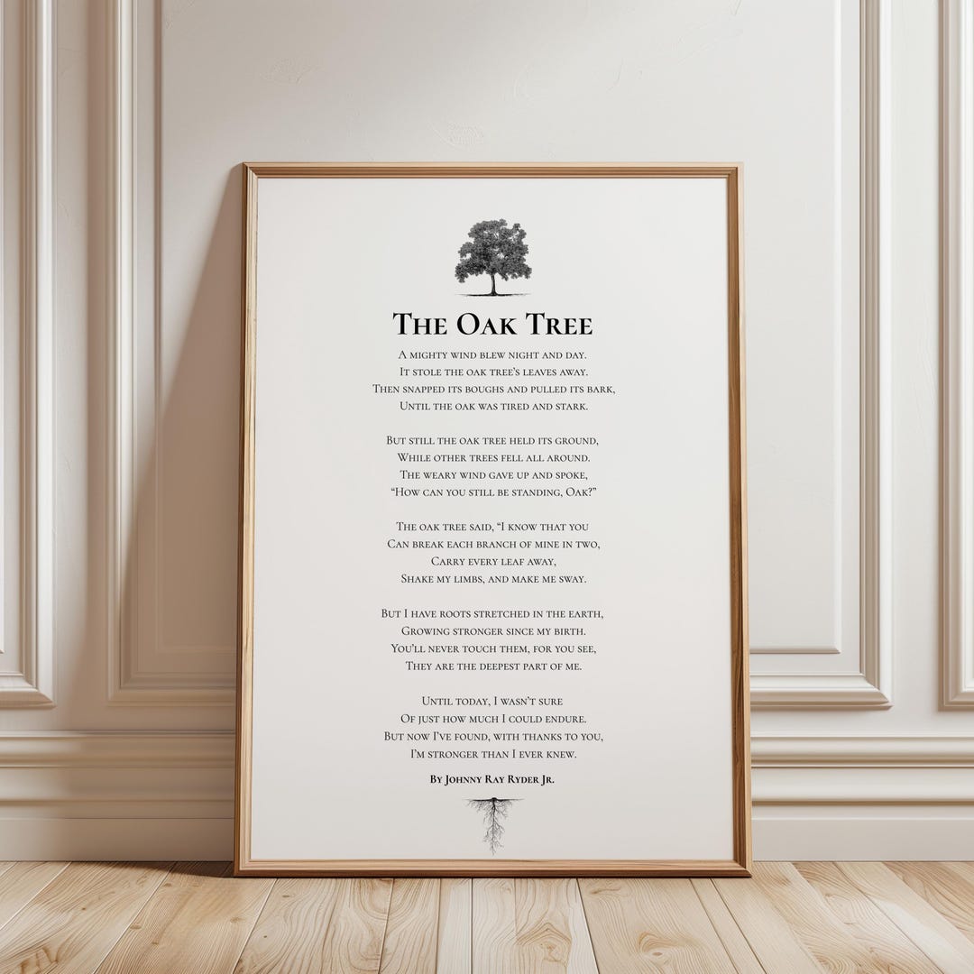 The Oak Tree Poem Print | Minimal Wall Art | Inspirational Poem of ...