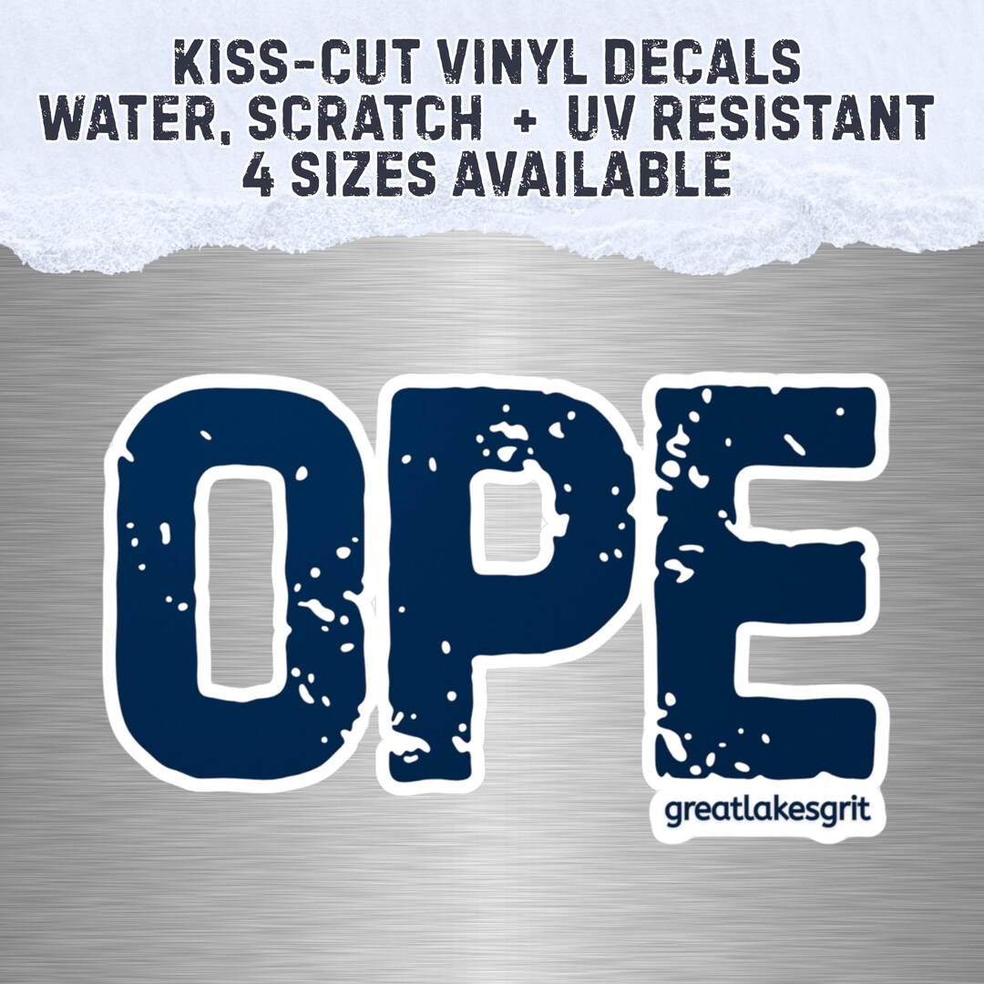 OPE Distressed Block Letters Kiss-cut Vinyl Decal | Midwest Slang ...