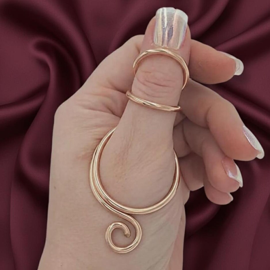Rose Gold Spiral Thumb Splint Ring - Adjustable Arthritis Support ...