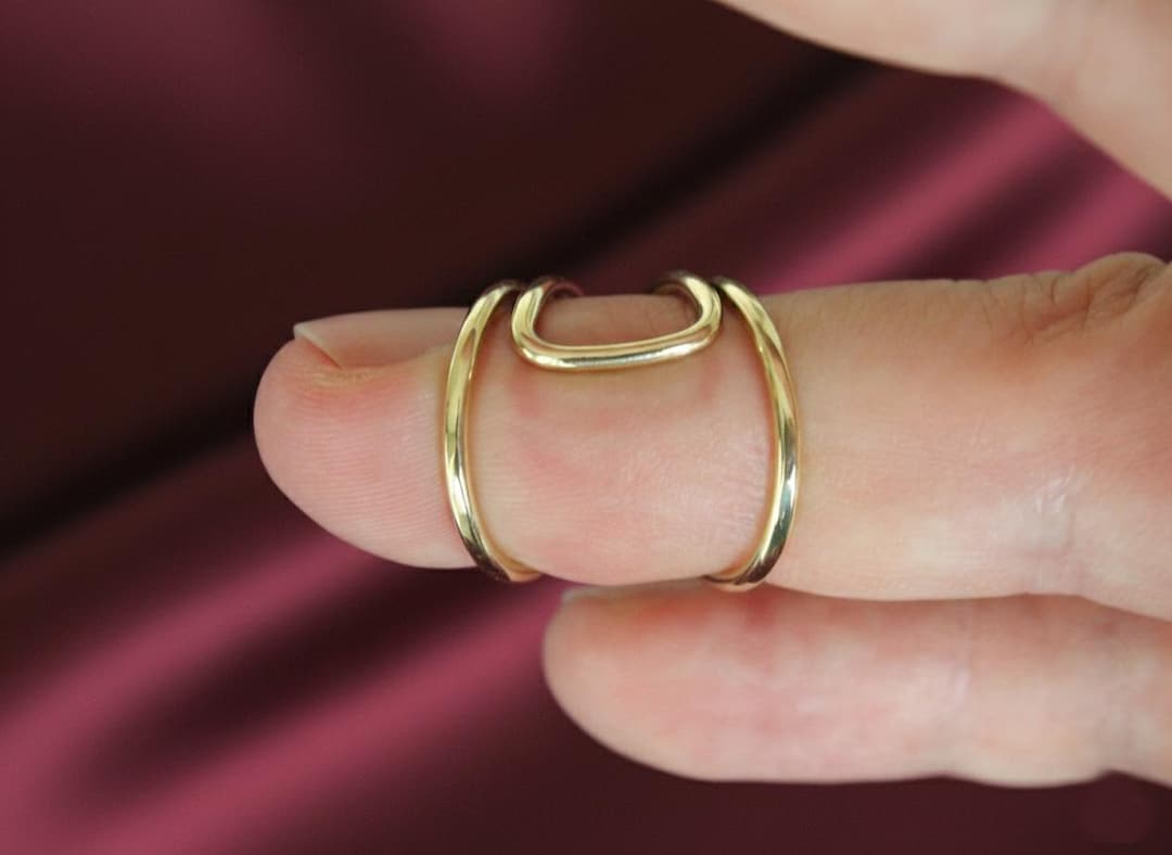 Sterling Silver Wide Arthritis Ring Adjustable Shield Splint for Joint ...