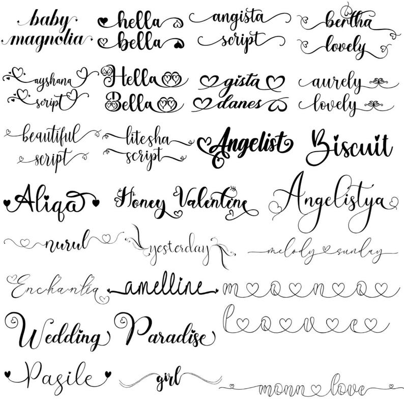 Heart Fonts Bundle | Romantic Love Fonts | Valentine Typography | OTF ...