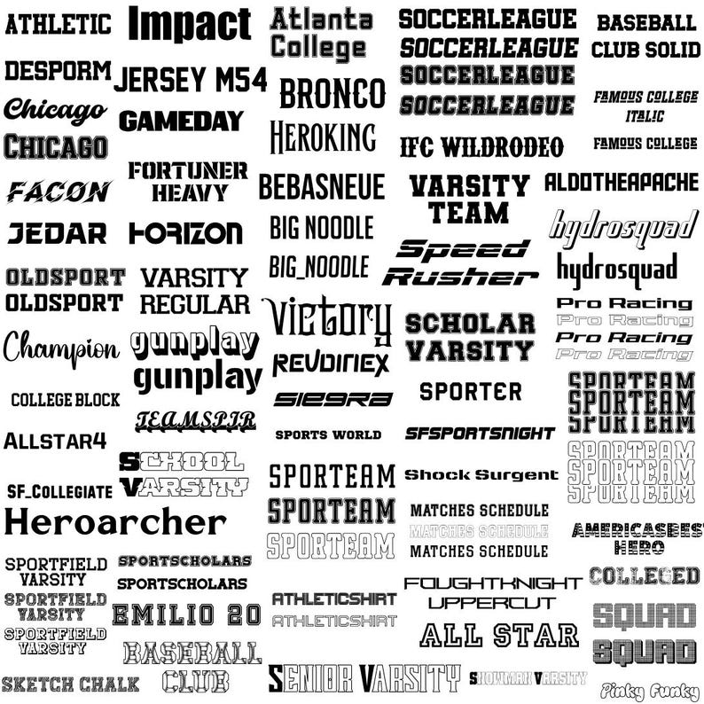Sports Font Bundle: 86 Varsity, Baseball, Academy Fonts (SVG, TTF, OTF ...