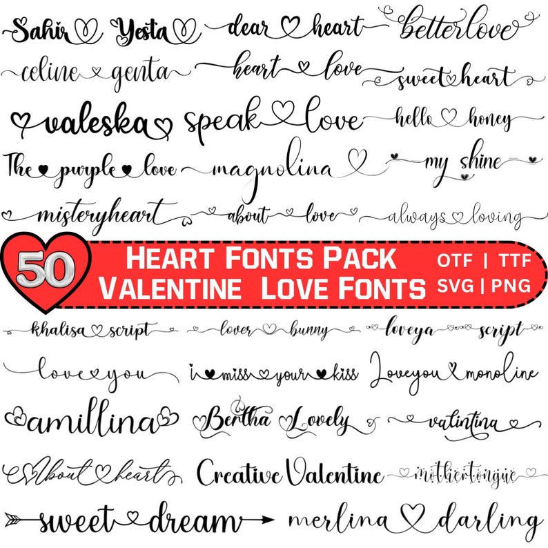 Heart Fonts Bundle | Romantic Love Fonts | Valentine Typography | OTF ...