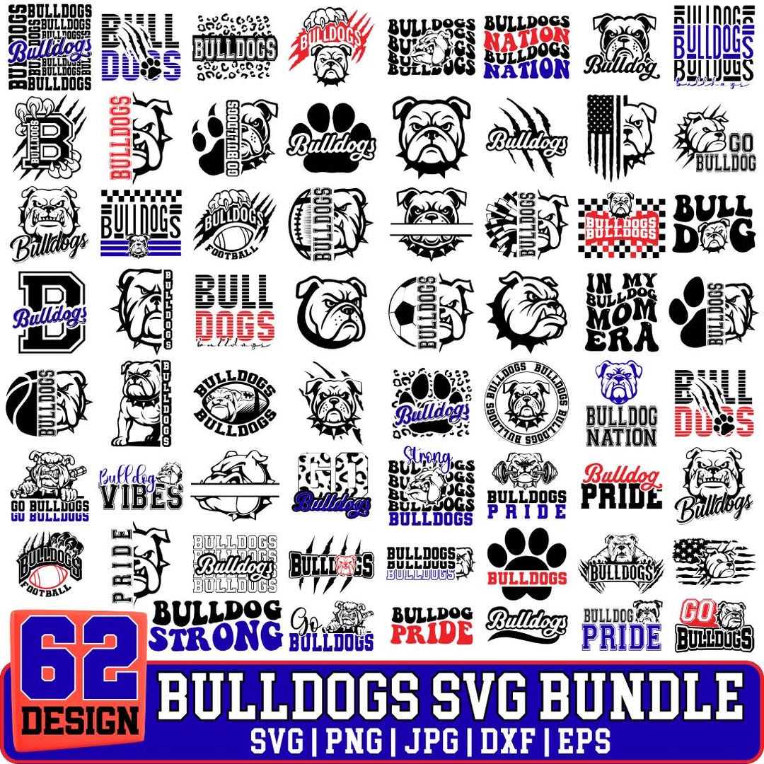 Bulldog SVG Bundle: Blue and Red Mascot Designs Bull Dogs SVG Cut Files ...