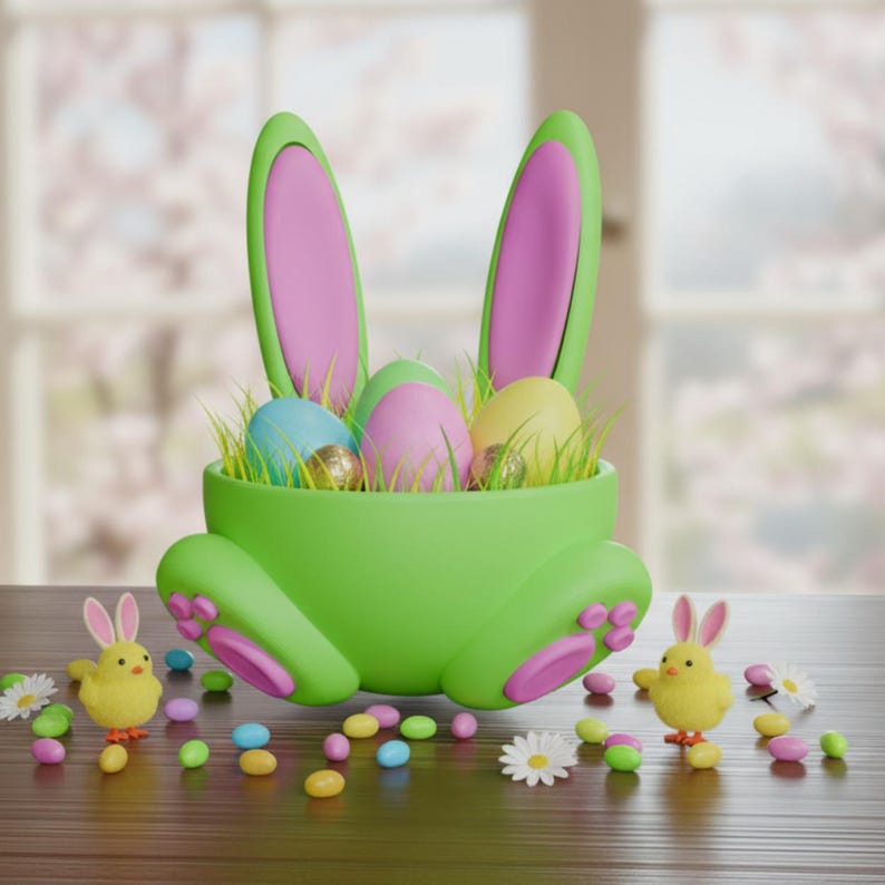 3D Printed Easter Bunny Basket STL File | Candy Bowl, Egg Holder ...