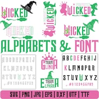 Wicked Witch Alphabet PNG Clipart: Pink & Green Movie Letters (digital ...