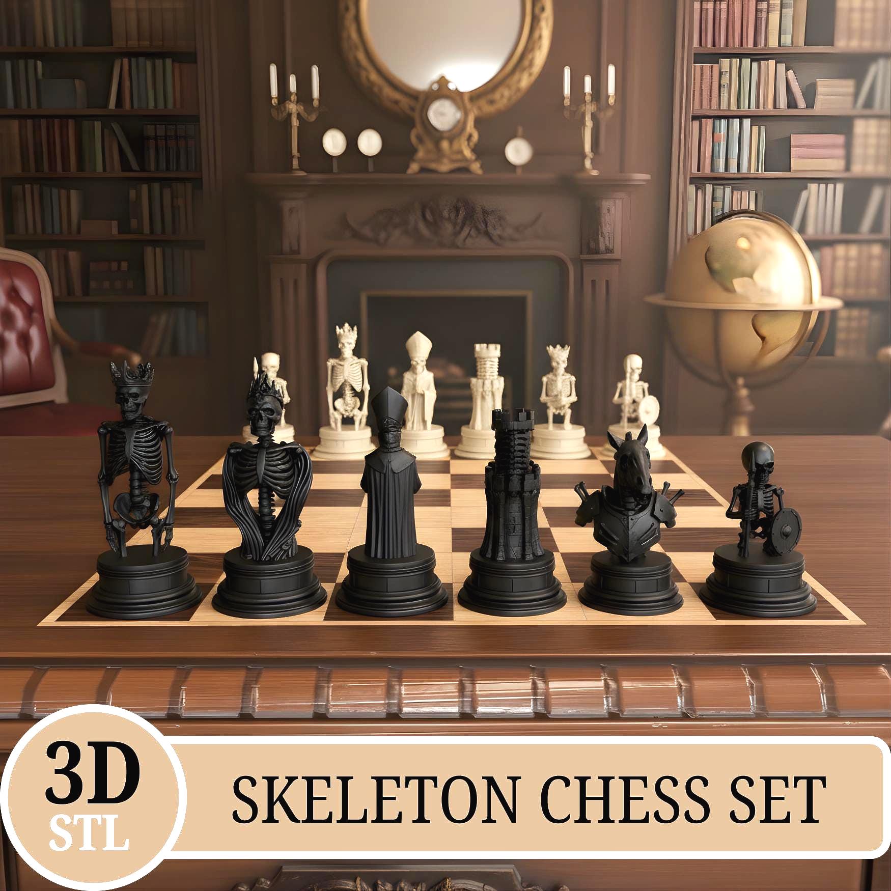 Skeleton Chess Set STL – Gothic 3D Printable Chess Pieces – Horror ...