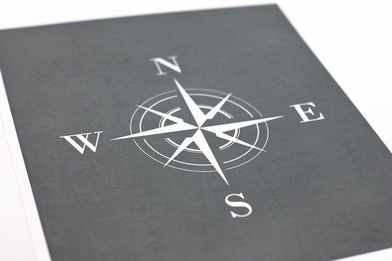 Compass Art Print / Nautical Set / Choose Your Color and - Etsy