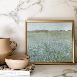 Spring Meadow Painting Wall Art | Vintage Wildflower Landscape Art ...