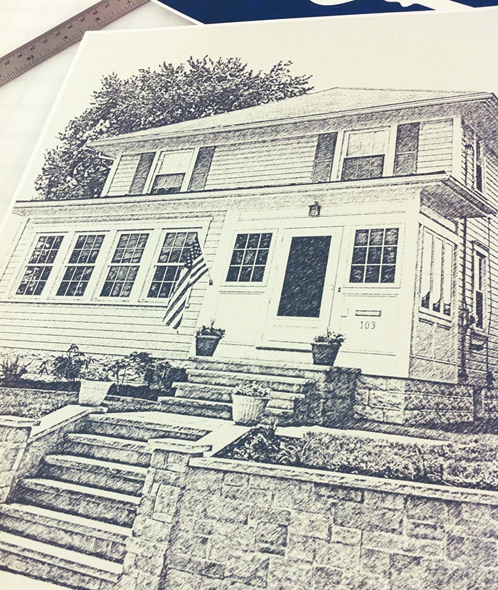 Custom Sketch of Your Home Art Print / House Illustration Wall - Etsy