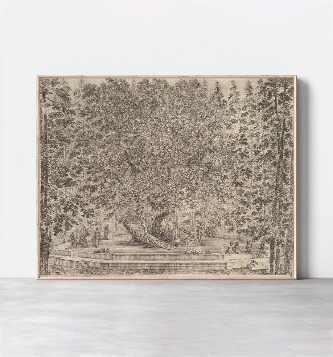 Vintage Tree Sketch Wall Art | Scenic Landscape Drawing | Antique ...