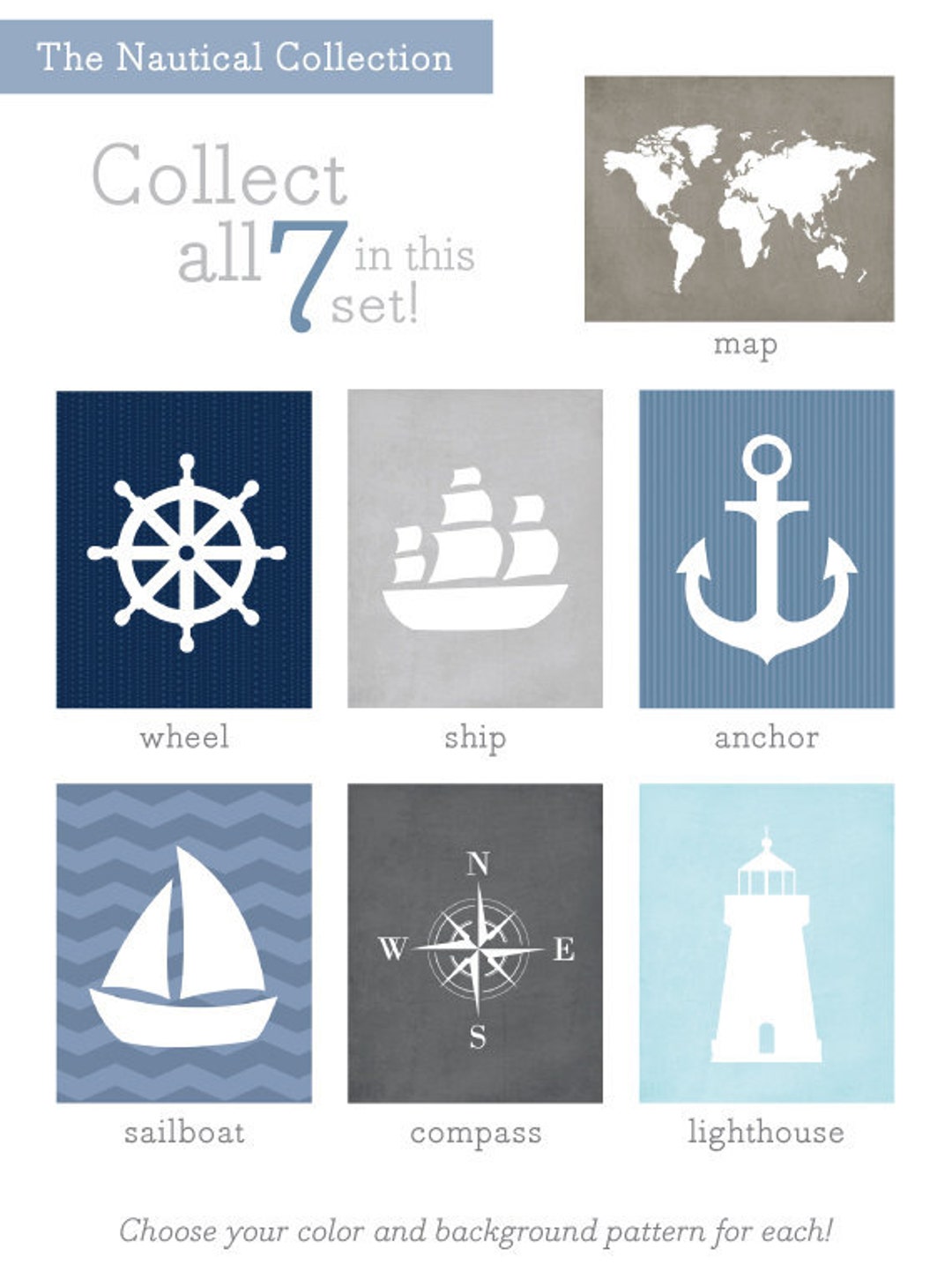 Ship Wheel Art Print / Nautical Set Nursery Art / 8x10 Wall - Etsy
