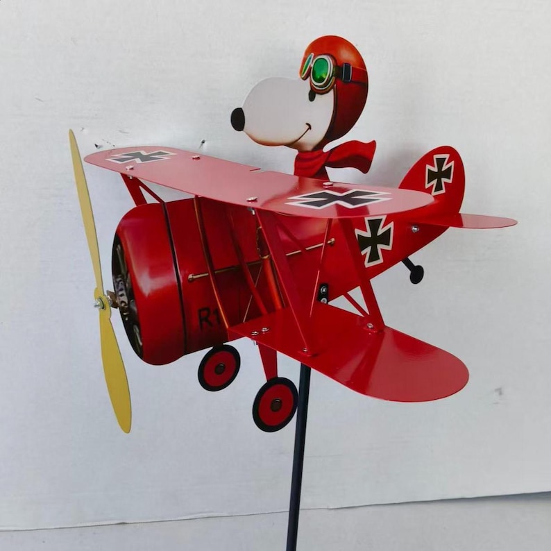 Costum Flying of the Snoopy Biplane Metal Garden Windmill, Patio ...