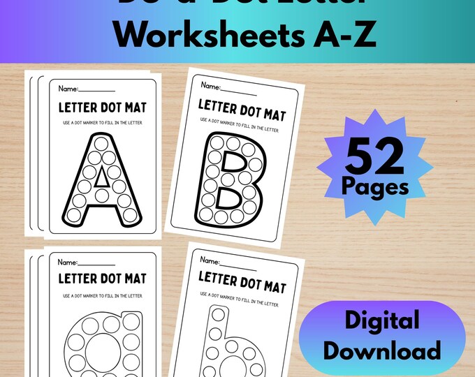 Dot Art Alphabet Set: A-Z Name Dot Marker Pages (printable Activity for ...