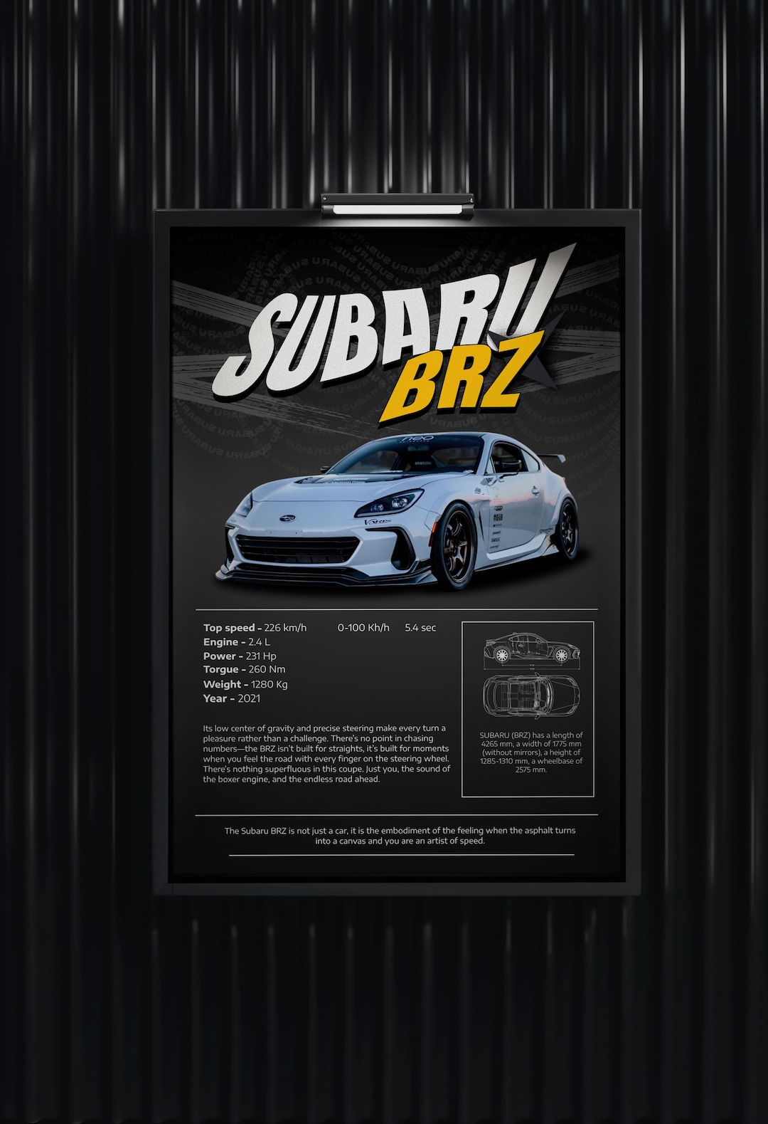 Subaru BRZ Poster | JDM Sports Car Wall Art | Subaru BRZ Print ...