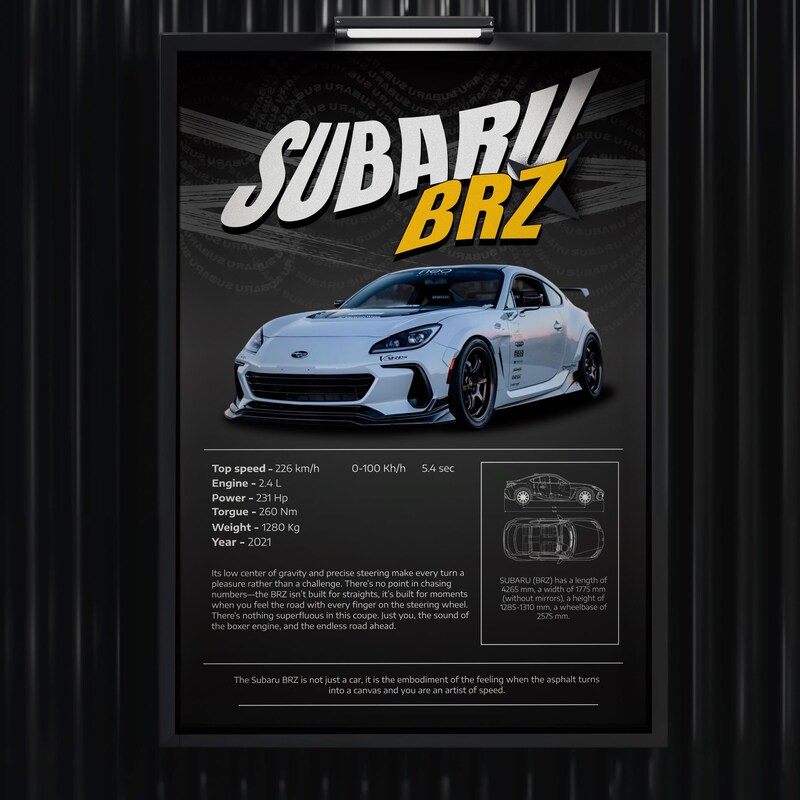 Car Poster Subaru Brz - Etsy