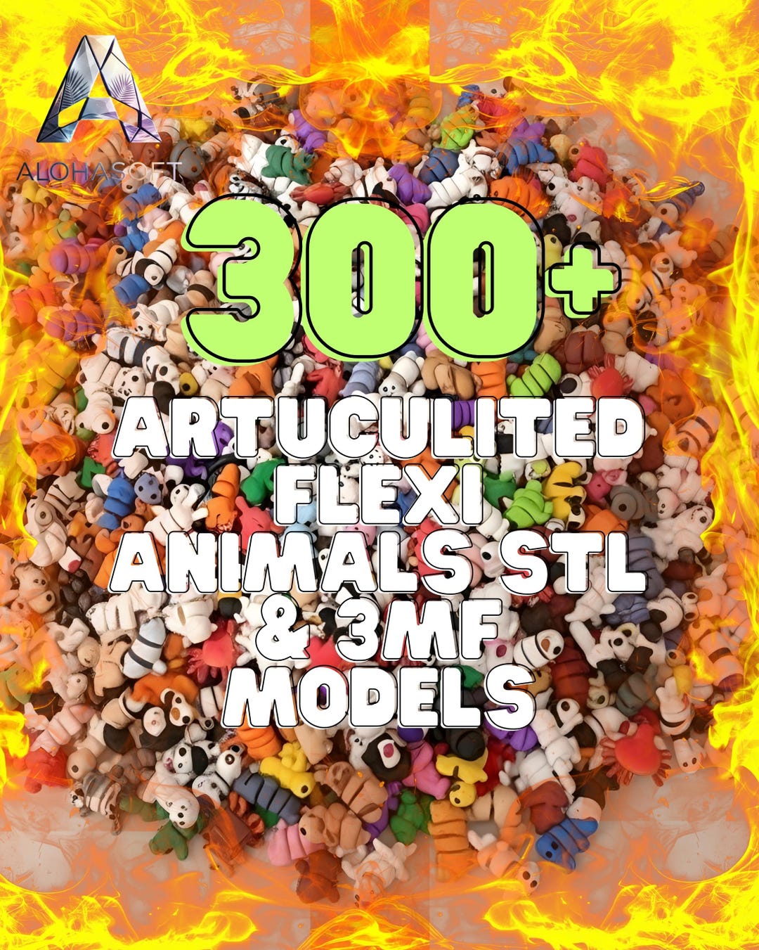 Flexi Animals Articulated STL 3MF Pack 300+ | 3D Printable Flexi Toys ...