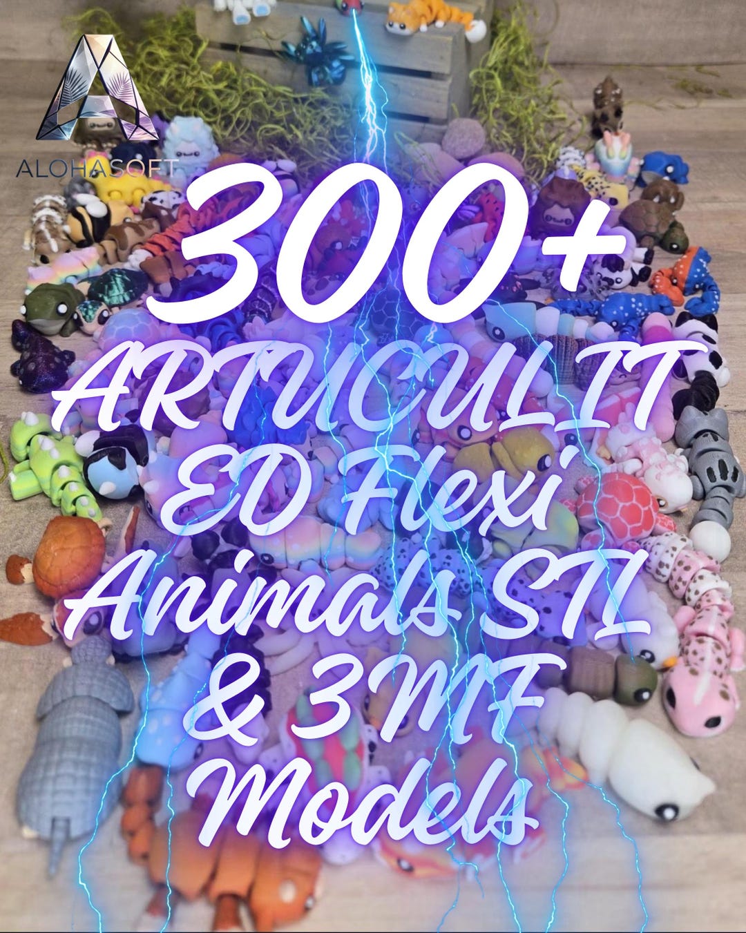 Flexi Animal Mega Pack 300+ STL 3MF Files | Articulated 3D Printable ...