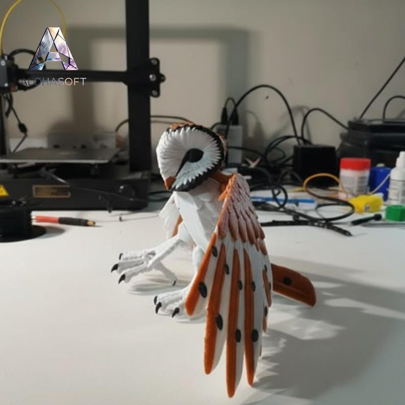 Articulated Flexi Barn Owl STL File | 3D Printable Poseable Owl Model ...