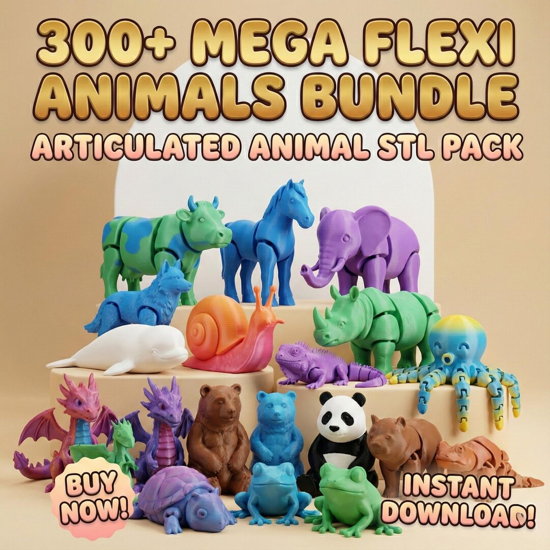 300+ Flexi Animals STL Bundle. Articulated Fidget Toys. Print in Place ...
