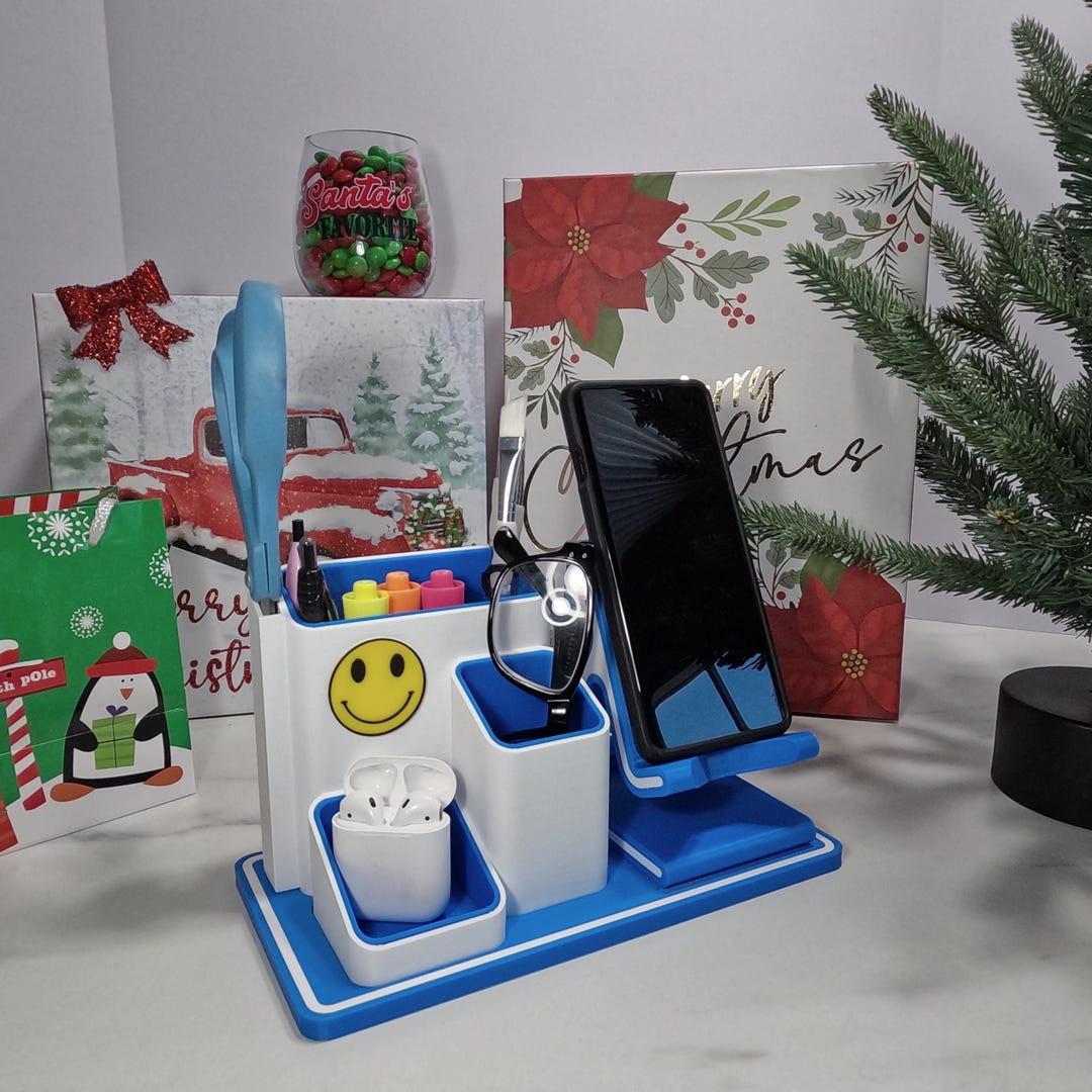 Happy Face Desk Organizer With Phone Stand - Etsy