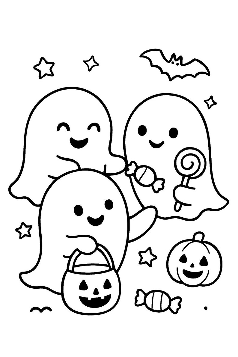 51 Cute Halloween Coloring Pages for Kids | Fun Spooky Coloring Book ...