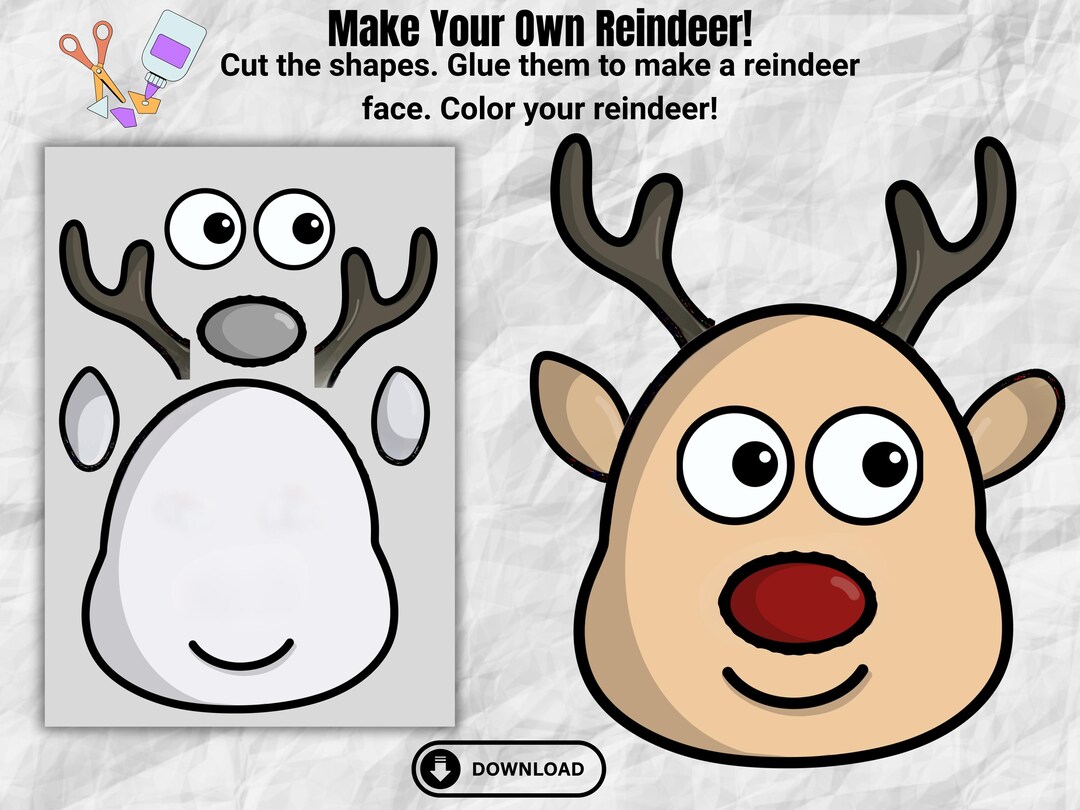Reindeer Craft for Kids, Christmas Activity, Winter Art Project ...