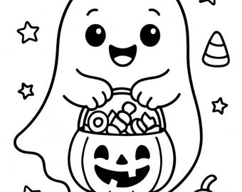 20 Cute Halloween Coloring Pages for Kids | Fun Spooky Coloring Book ...
