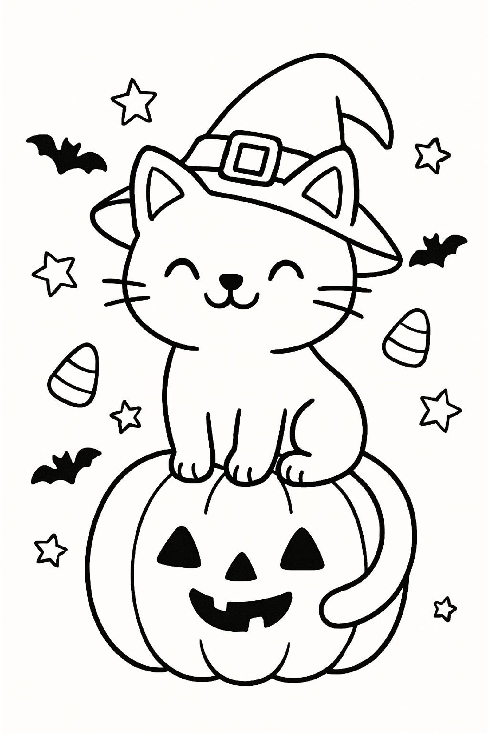 51 Cute Halloween Coloring Pages for Kids | Fun Spooky Coloring Book ...
