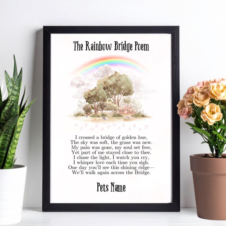 The Rainbow Bridge Poem Printable | Memorial Quote Wall Art | Pet Loss ...