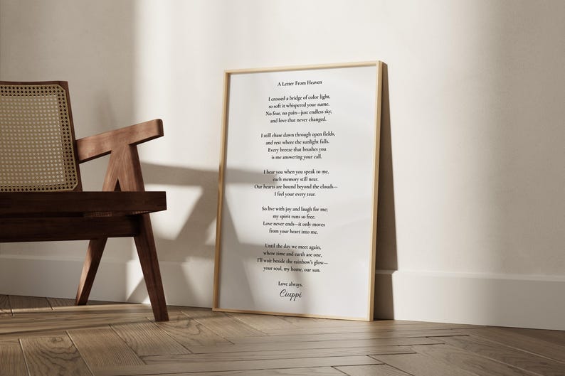 Dog Memorial Poem Printable – Rainbow Bridge Letter From Heaven Digital ...