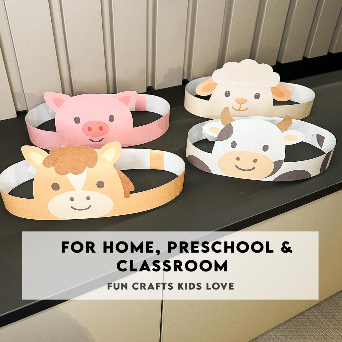 Animal Paper Crowns Farm | Printable Kids Craft | Preschool Activity ...