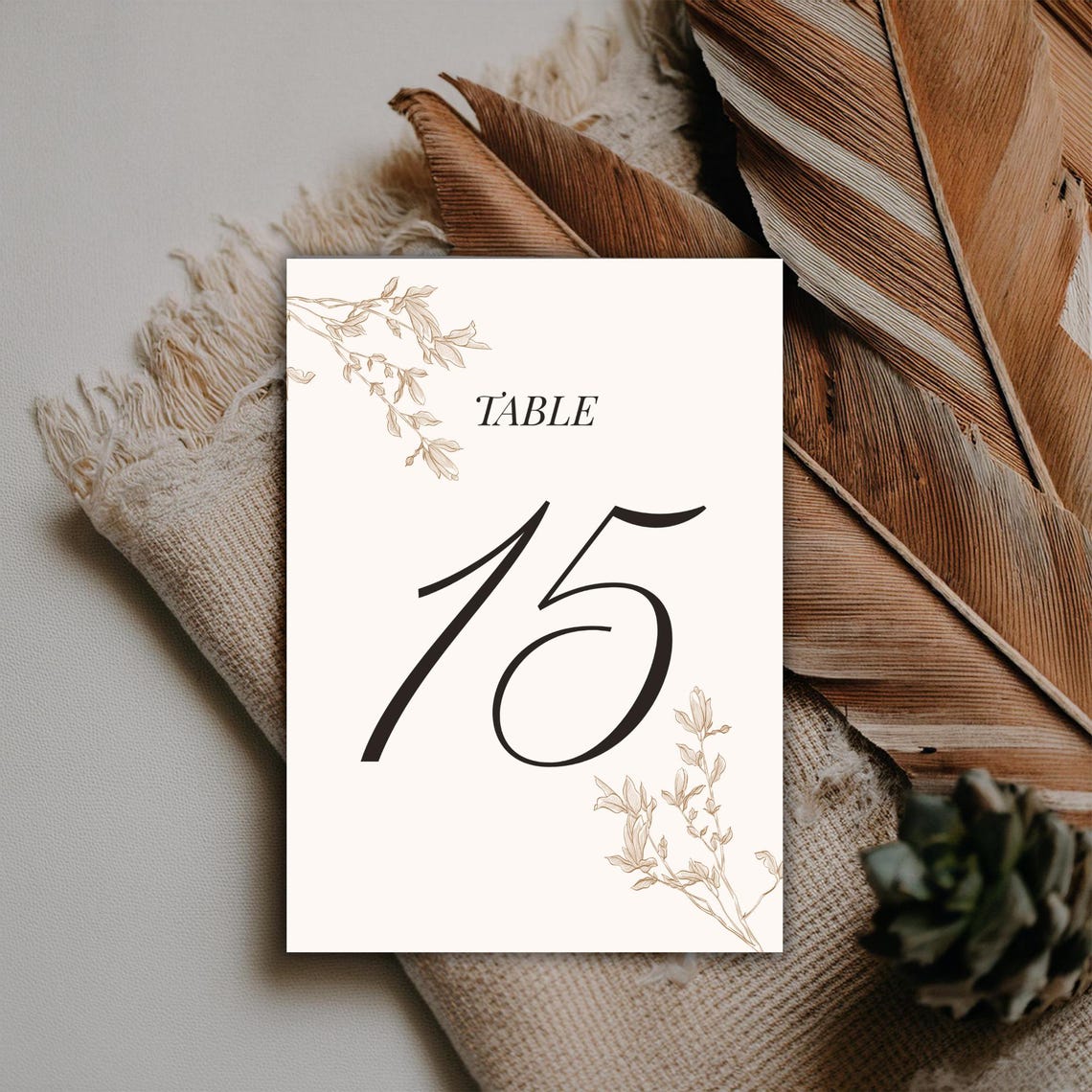 Rustic Wedding Table Numbers | Printable Table Cards | Elegant Boho ...