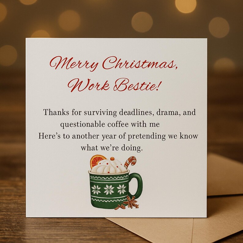 Work Bestie Christmas Card , Funny Office Holiday Card , Coworker Gift ...